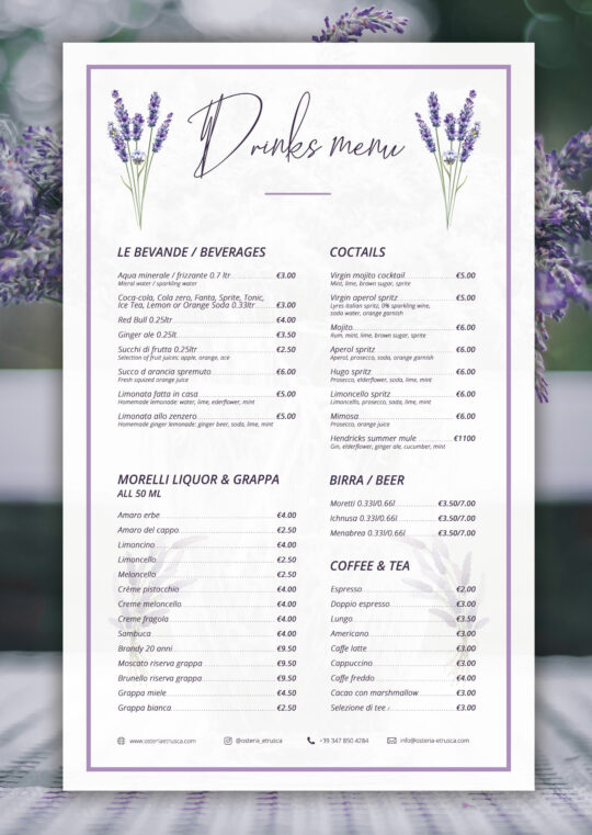 Menu - Osteria Etrusca